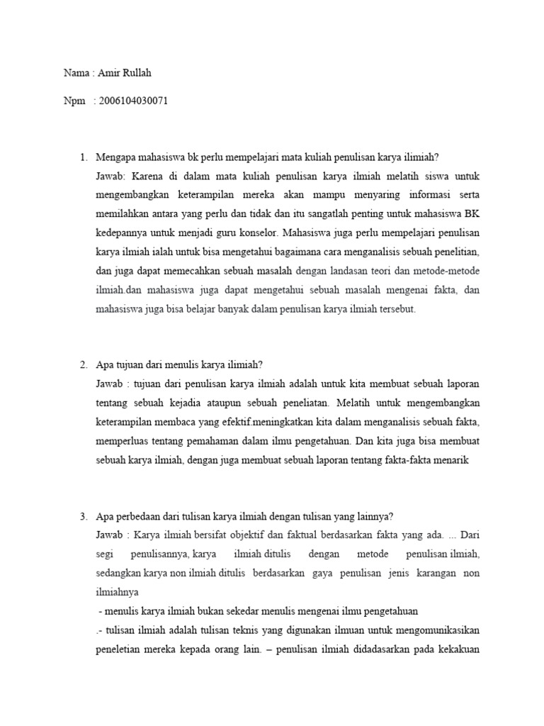 Amir Rullah - Uts Penulisan Karya Ilmiah. | PDF | Sains & Matematika