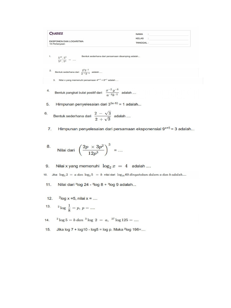 Pts Eksponen Dan Log Pdf