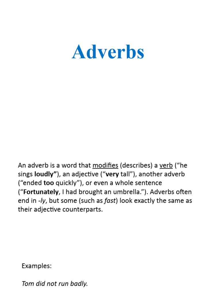 Understanding Adverbs and Their Use | PDF