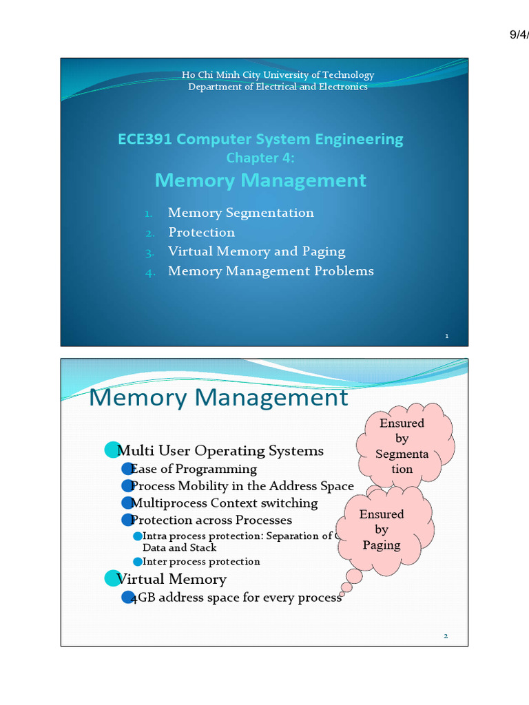 ECE391 - Ch4 - Memory Management | PDF | 64 Bit Computing | Operating System Technology