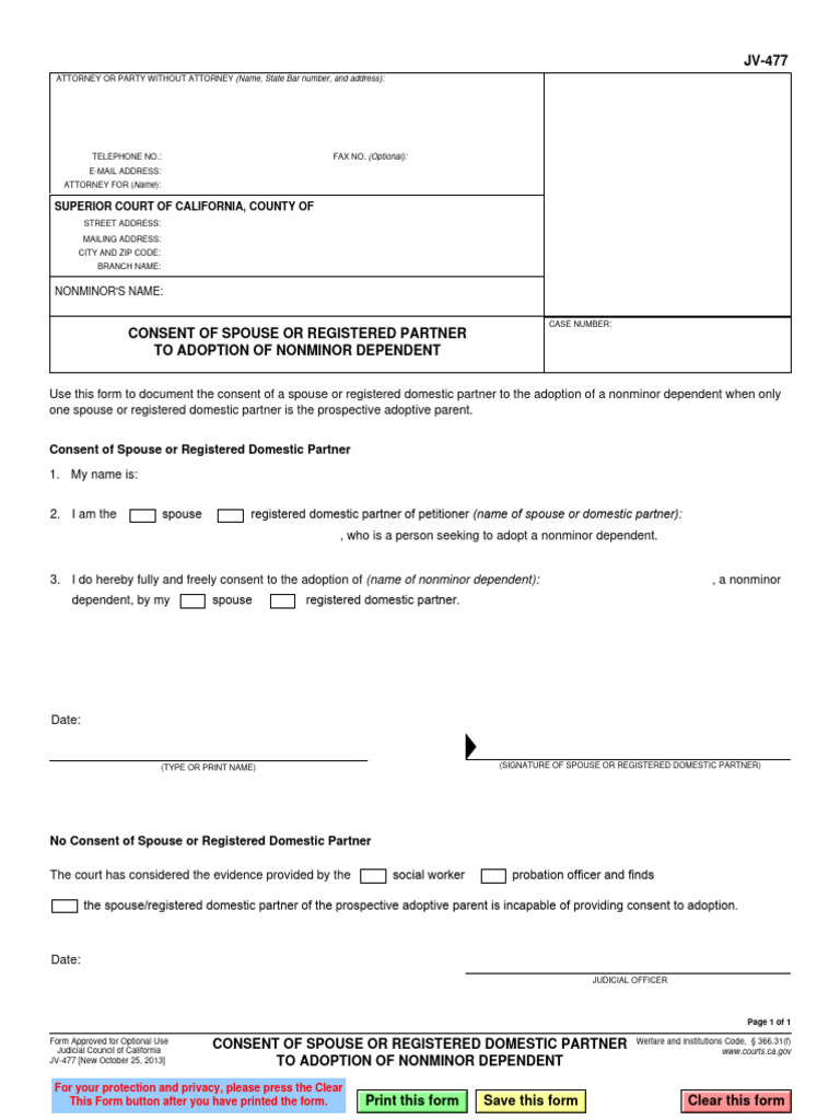1 Consent of Spouse or Registered Partner To Adoption of Nonminor ...