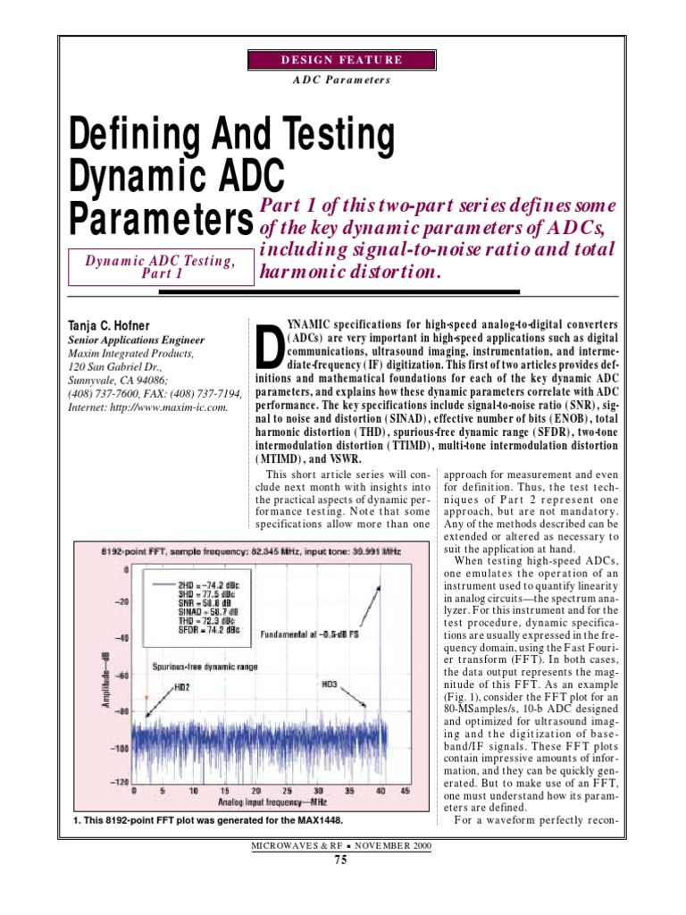 Defining and Testing Dynamic ADC Parameters | PDF | Analog To Digital ...