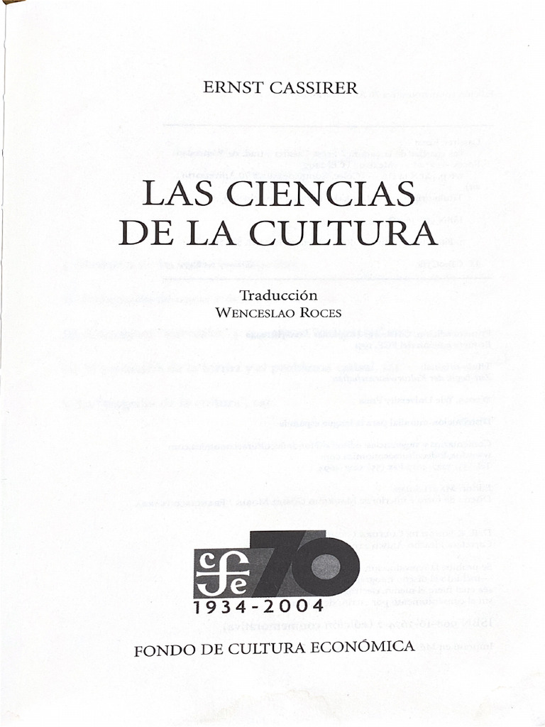 Las Ciencias de la Cultura - Ernst Cassirer | PDF