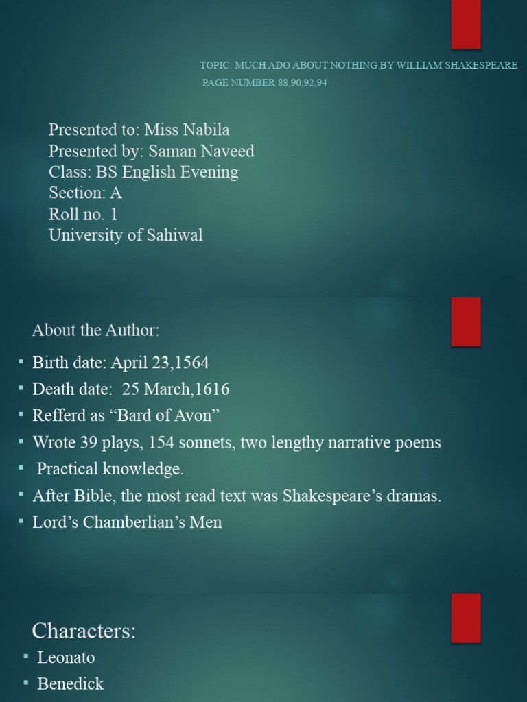 Presented To: Miss Nabila Presented By: Saman Naveed Class: BS English Evening Section: A Roll ...