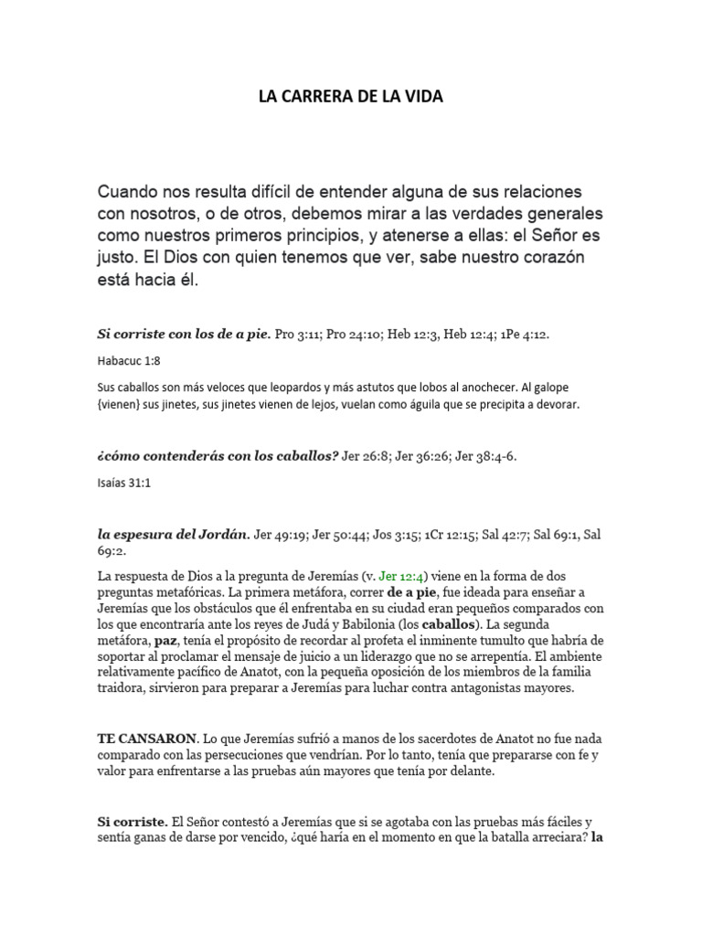 La Carrera De La Vida Pdf Contenido Bíblico Creencia Religiosa Y