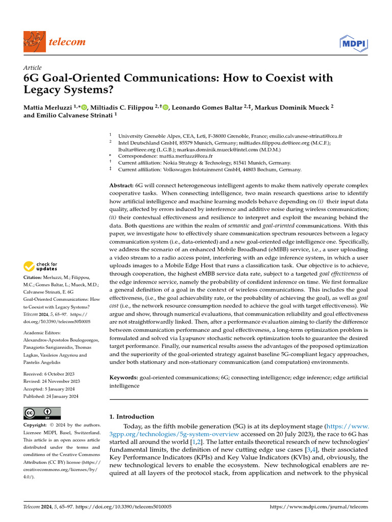 6G Goal-Oriented Communications: How To Coexist With Legacy Systems? | PDF | Computers