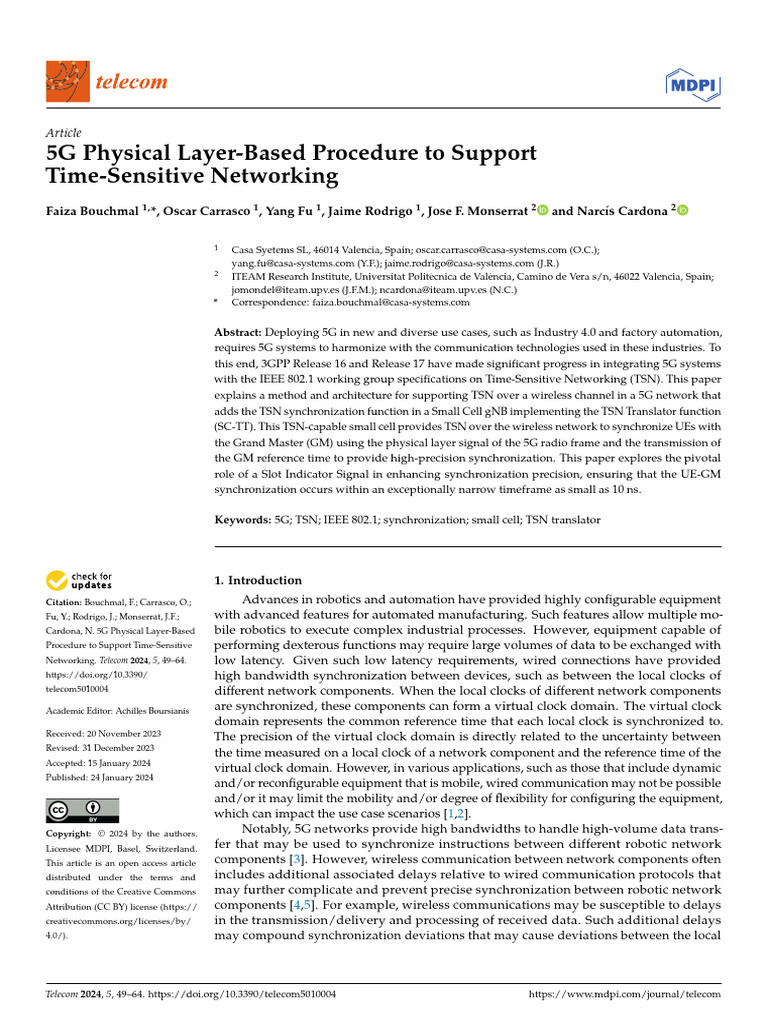 5G Physical Layer-Based Procedure To Support Time-Sensitive Networking | PDF | Computer Network ...