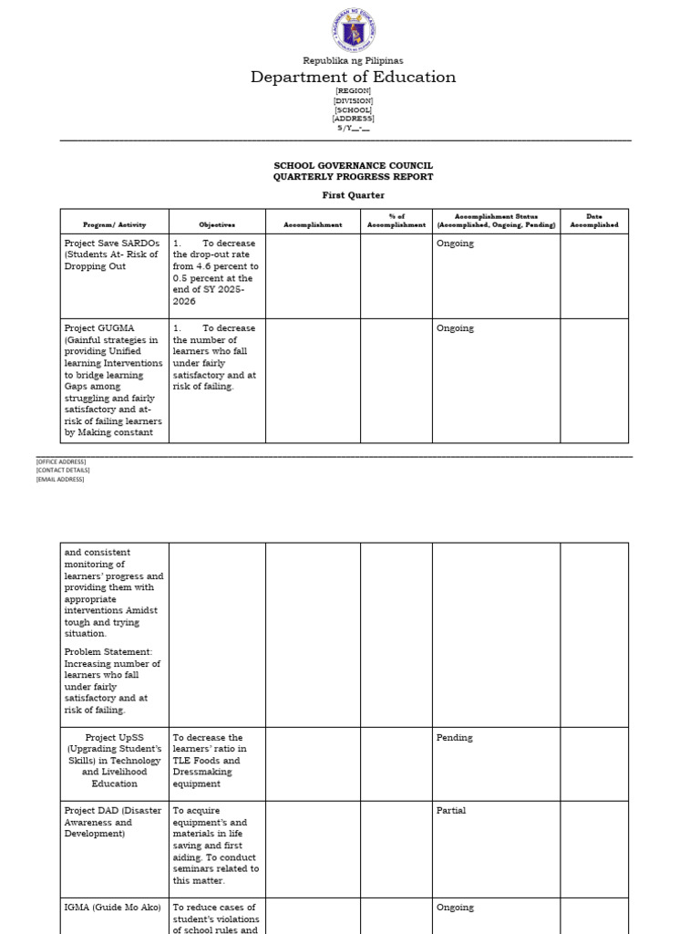 SGC Quarterly Progress Report Enhs 1.1 | PDF