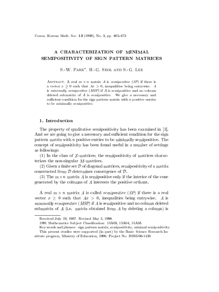 A Characterization of Minimal Semipositivity of Sign Pattern Matrices ...