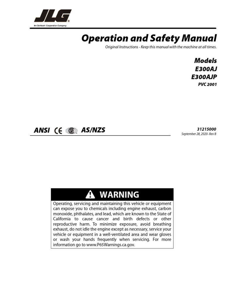 B E300AJ, E300AJP JLG Operation English | PDF | Wound | Safety