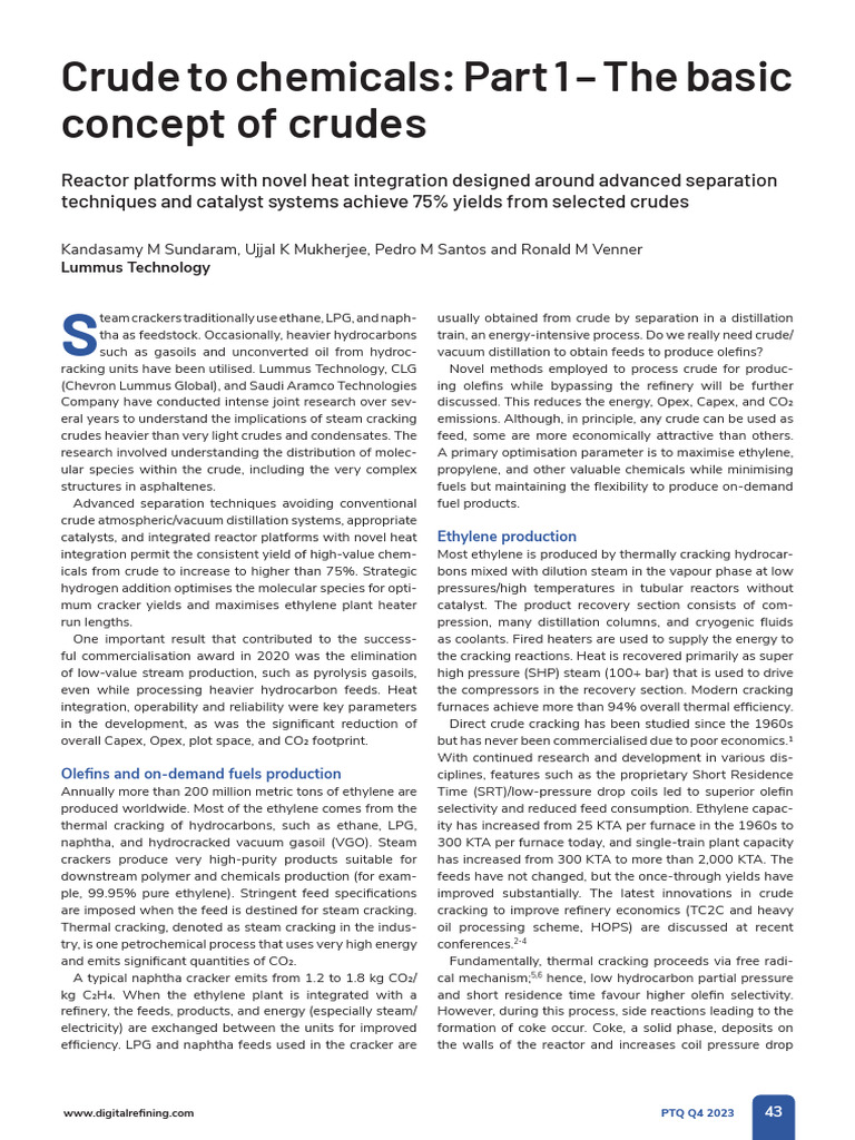 GBPummus Crude To chemicaGBPs Part 1 The Basic Concept of Crudes | PDF ...