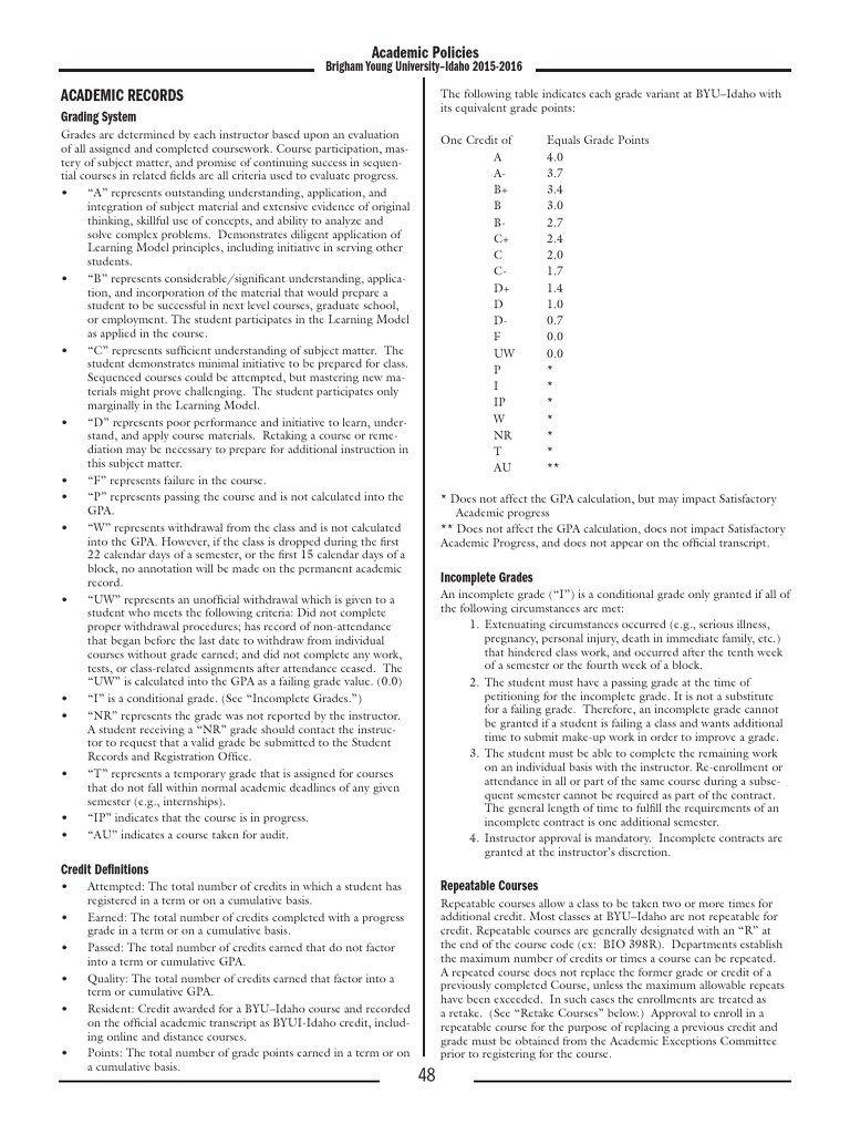 Credits and Grades | PDF