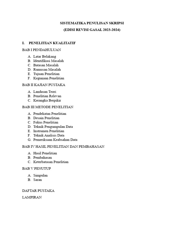 Sistematika Penulisan Skripsi Unindra | PDF