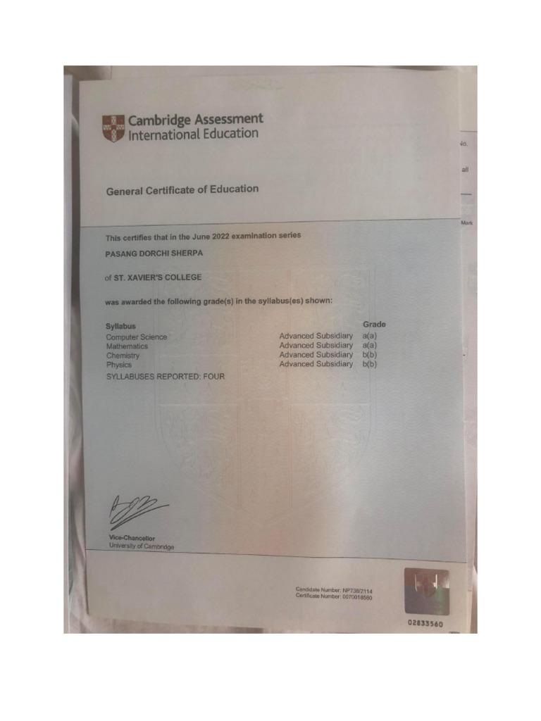 Pasang Dorchi Sherpa GCE As | PDF