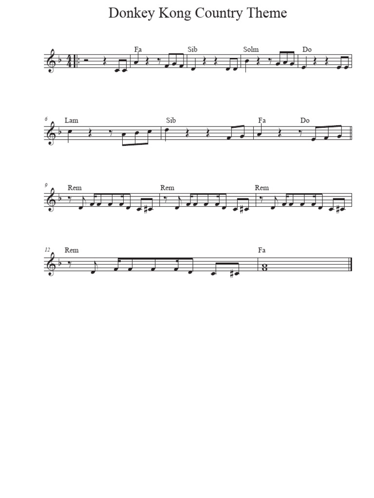 Donkey Kong Country Theme - Score | PDF