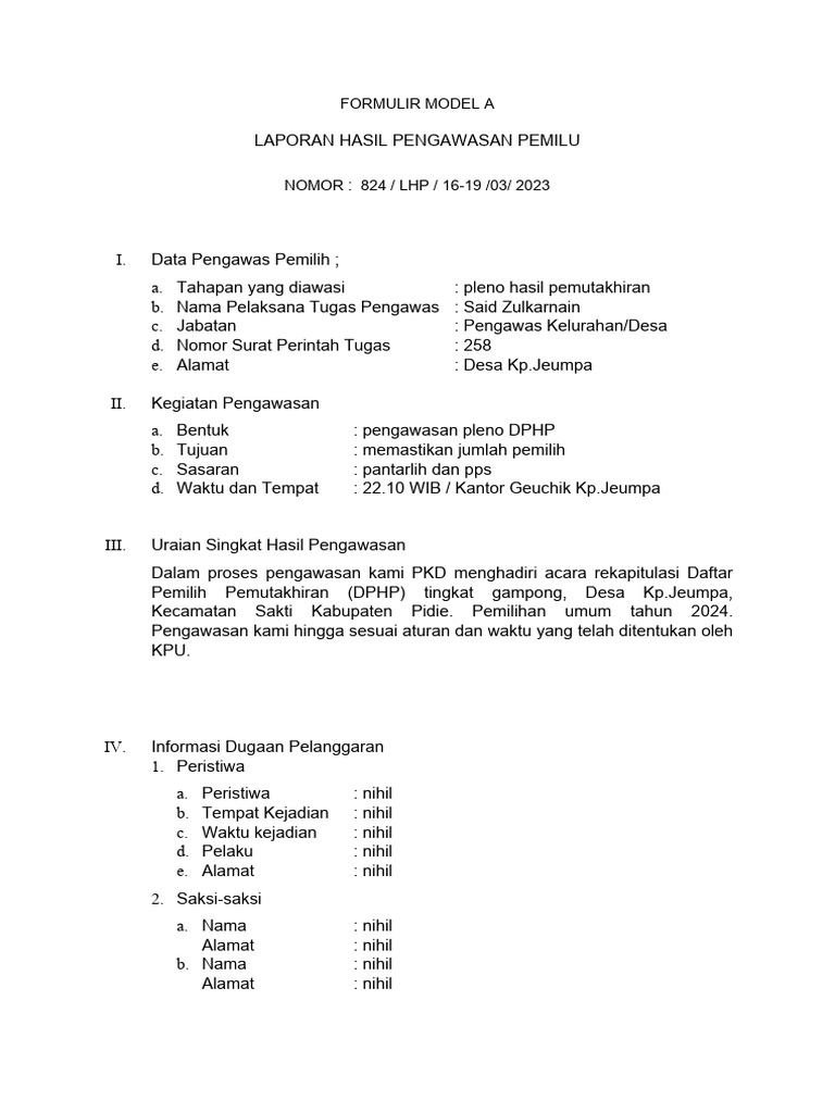 Formulir Model A Pleno | PDF | Politik | Ilmu Sosial