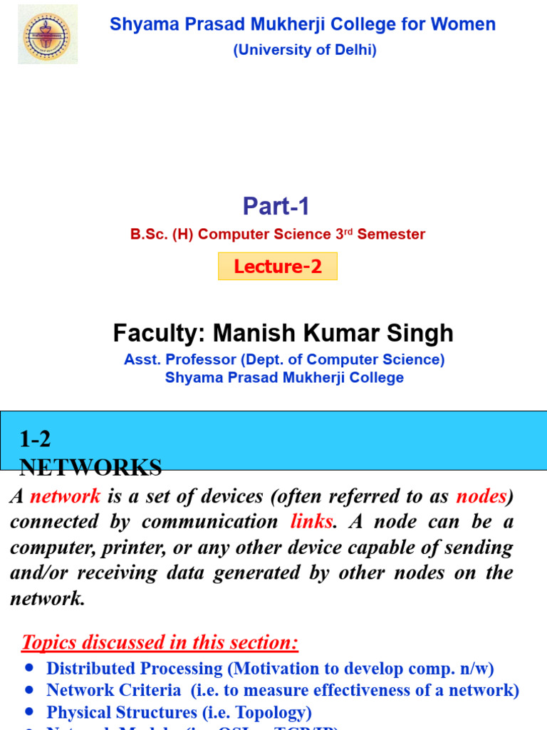 Lecture 2 Networks I | PDF | Network Topology | Computer Network