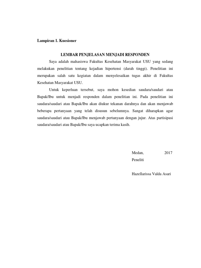 Contoh Quesioner Hipertensi | PDF