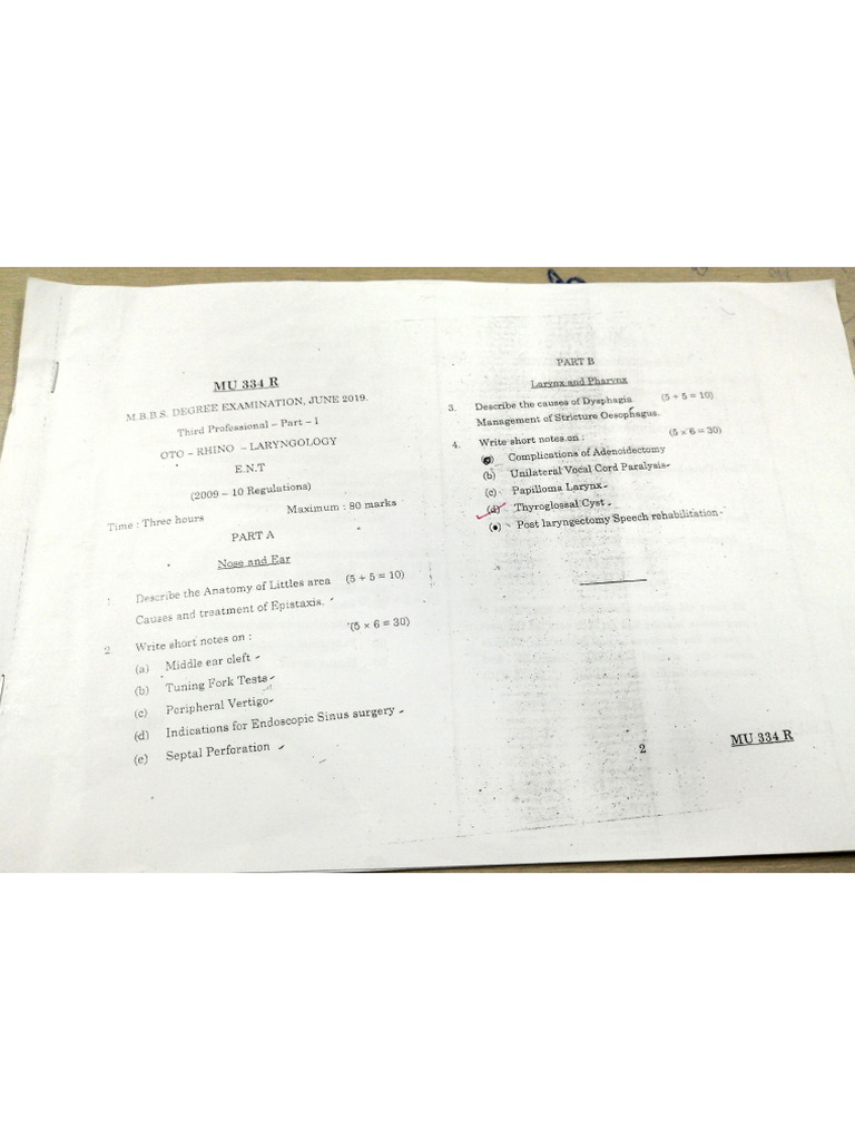 Ent University Questions | PDF