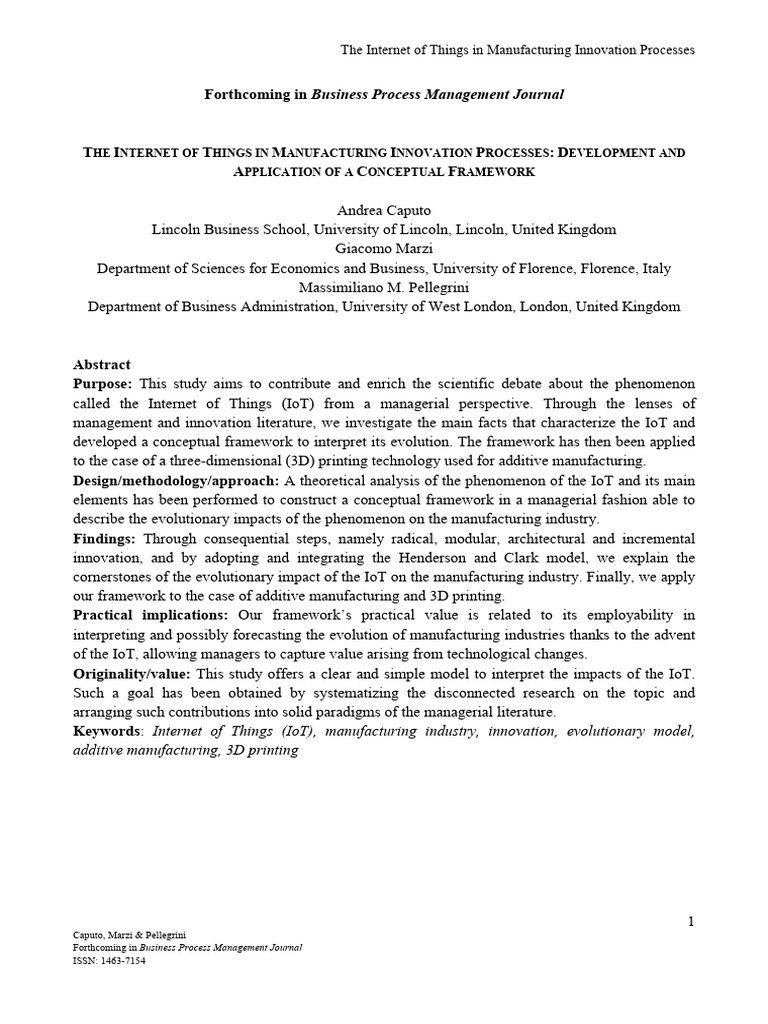 Iot Manufacturing Pdf Internet Of Things 3 D Printing