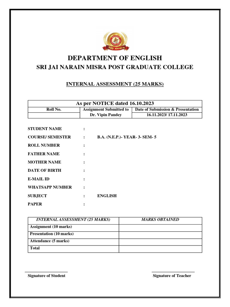 Cover Page- Assignment | PDF