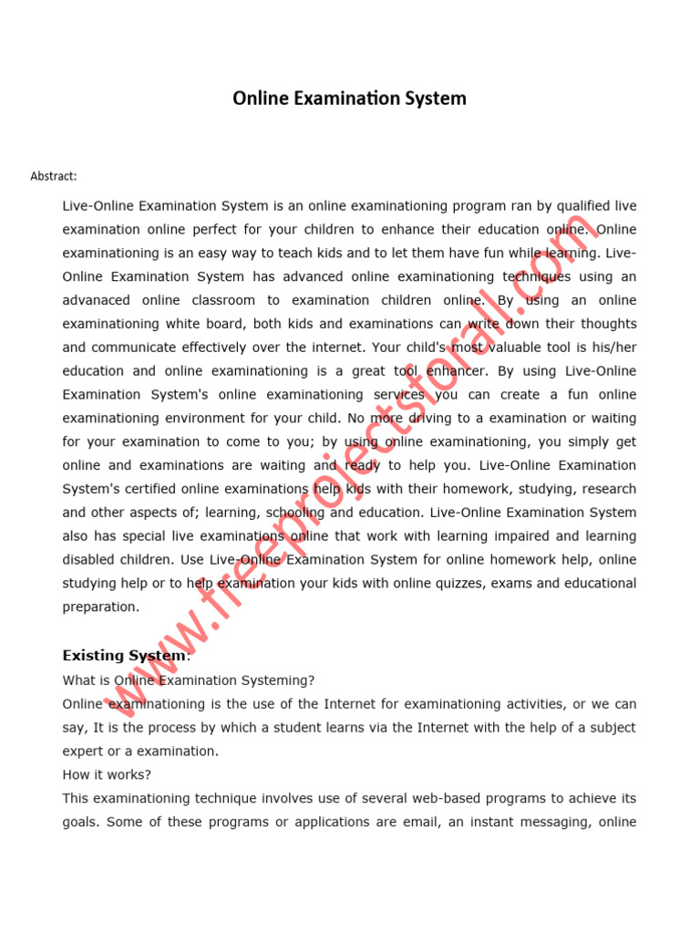 Online Examination System | PDF | Learning | Educational Technology