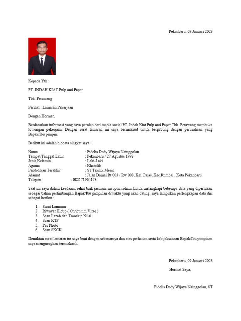 Surat Lamaran Ikpp | PDF