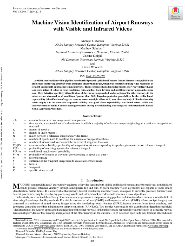 Moore Et Al 2016 Machine Vision Identification of Airport Runways With Visible and Infrared ...