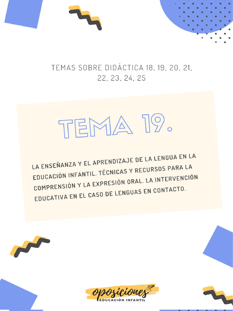 Tema 19 Nuevo | PDF | Educación de la primera infancia | Aprendizaje