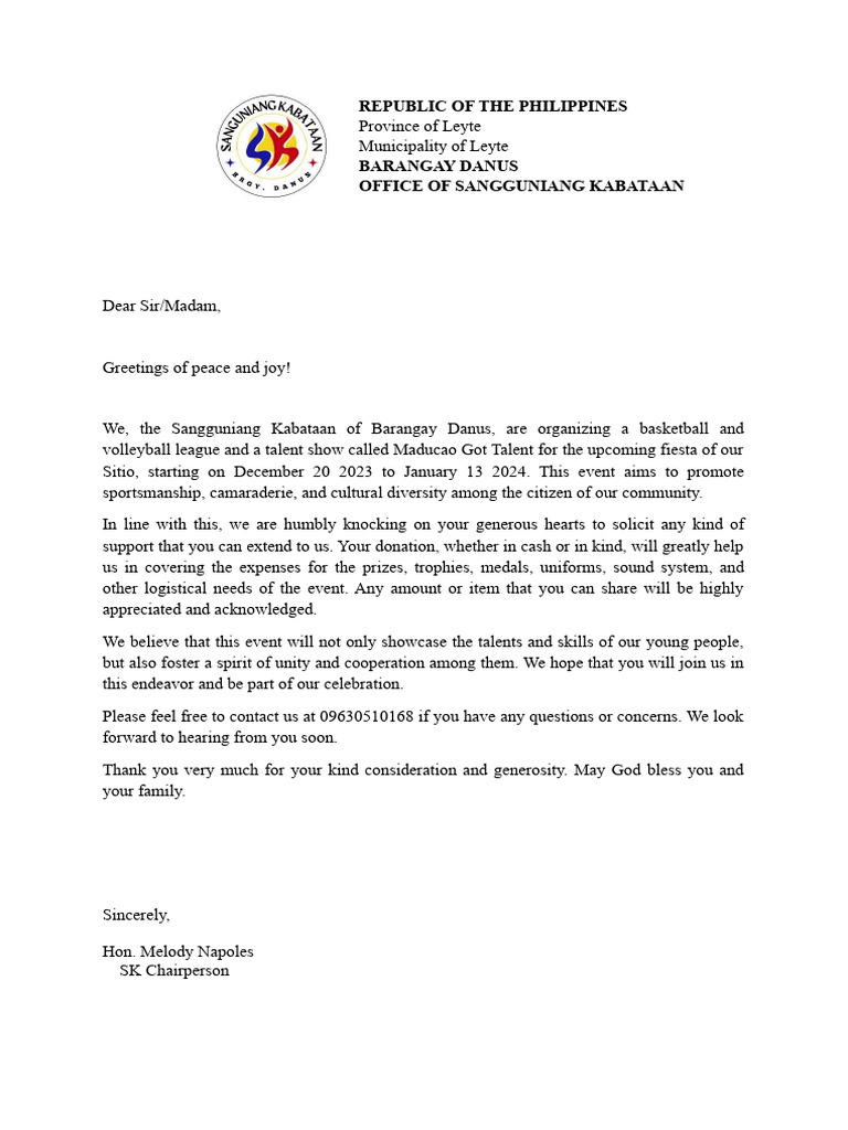 SK Solicitation Letter | PDF