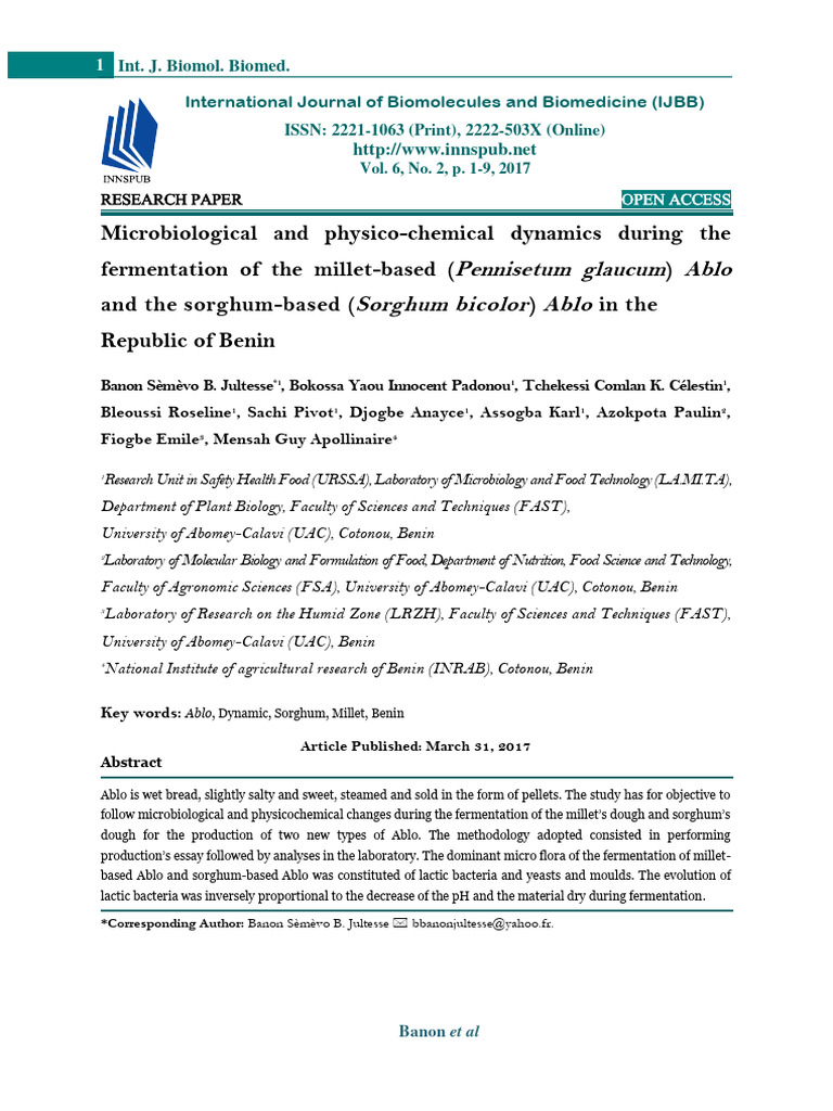 Microbiological and Physico-Chemical Dynamics During The Fermentation ...