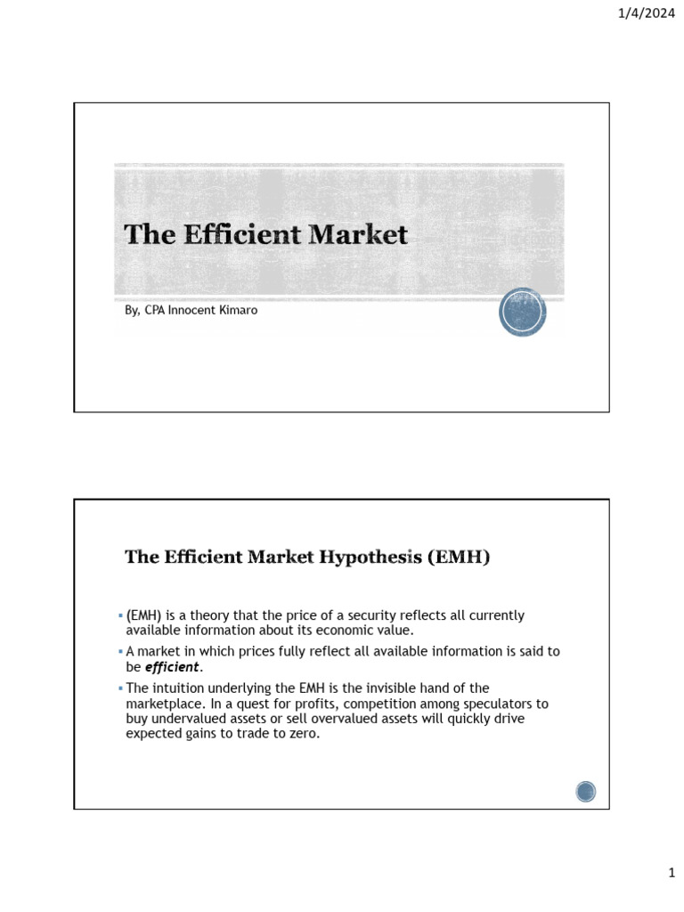 Efficient Market | PDF | Investing | Efficient Market Hypothesis