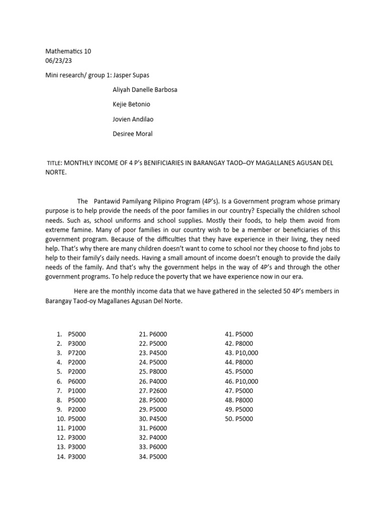 Mathematics 10 Mini Research | PDF