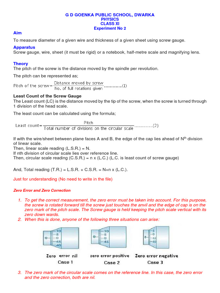 Physics XI Experiment 2 | PDF | Wire | Physics