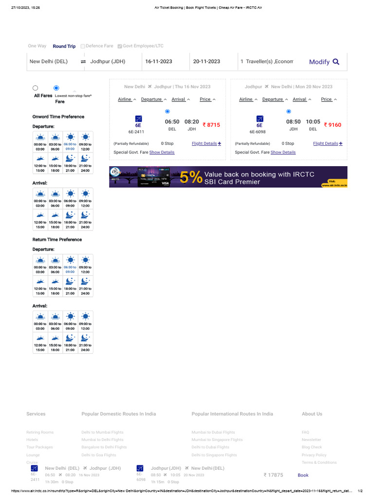 DL - Del-Jodhpur - 2023 - Air Ticket Booking - Book Flight Tickets ...