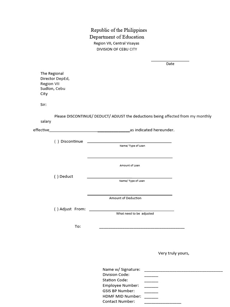 Deducation Stoppage Form | PDF