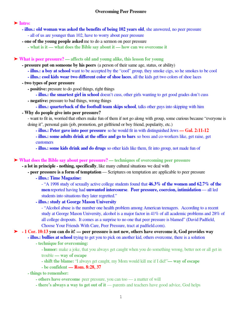 Overcoming Peer Pressure | PDF