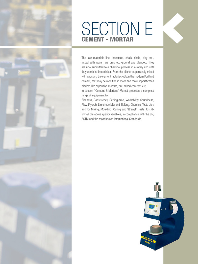 CEMENT Testing - MATEST - Brochure | PDF | Cement | Mortar (Masonry)