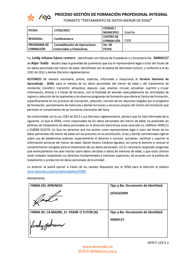 Formato Datos SENA 1001 | PDF | Justicia | Crimen y violencia