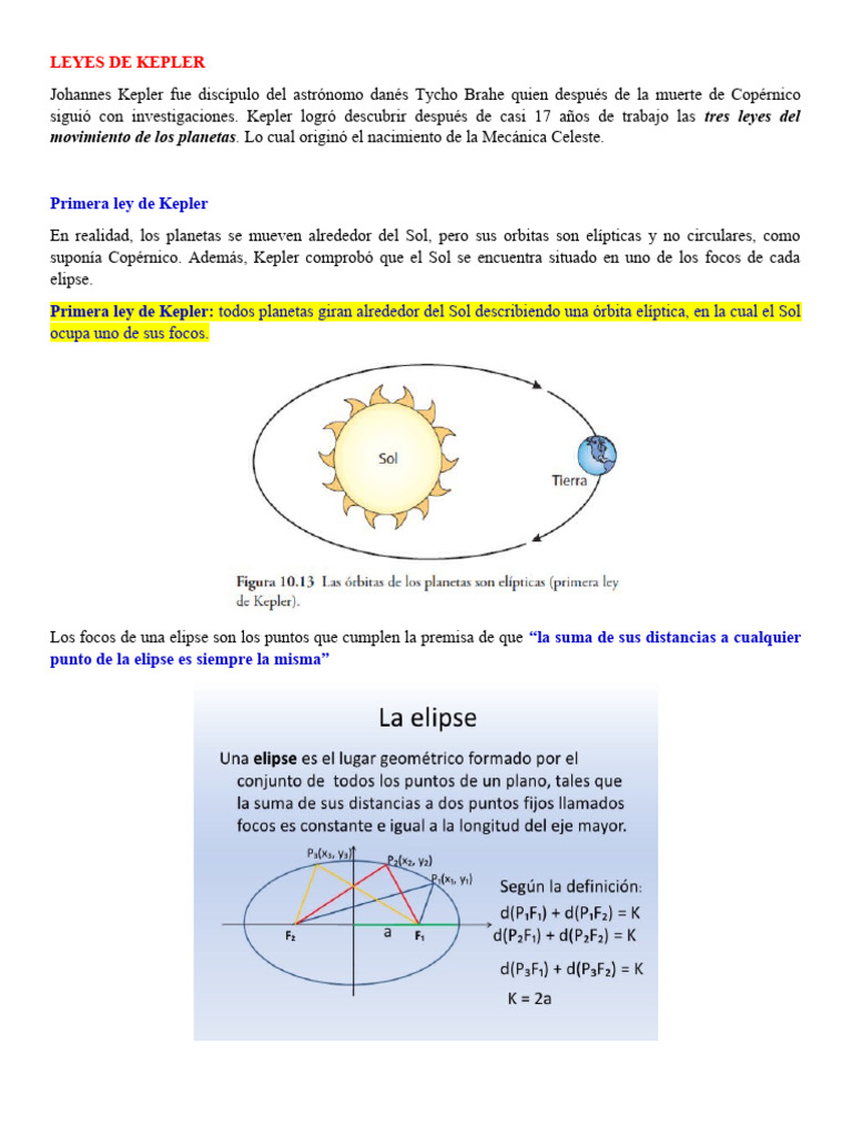 Leyes de Kepler | PDF | Orbita | Elipse