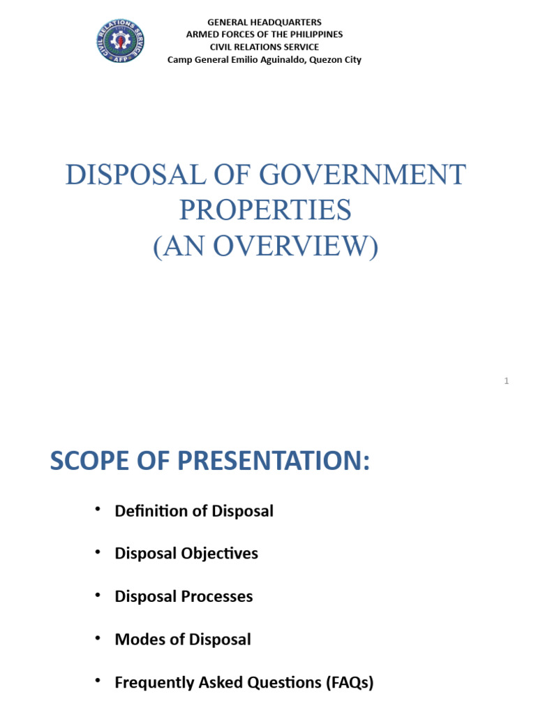 Lecture On Disposal (Overview) | PDF | Real Estate Appraisal | Scrap