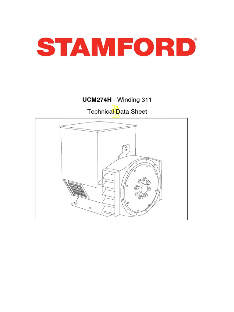 Technical data sheet of generator 发电机技术数据表 UCM274H-311-TD-EN - Rev - A ...
