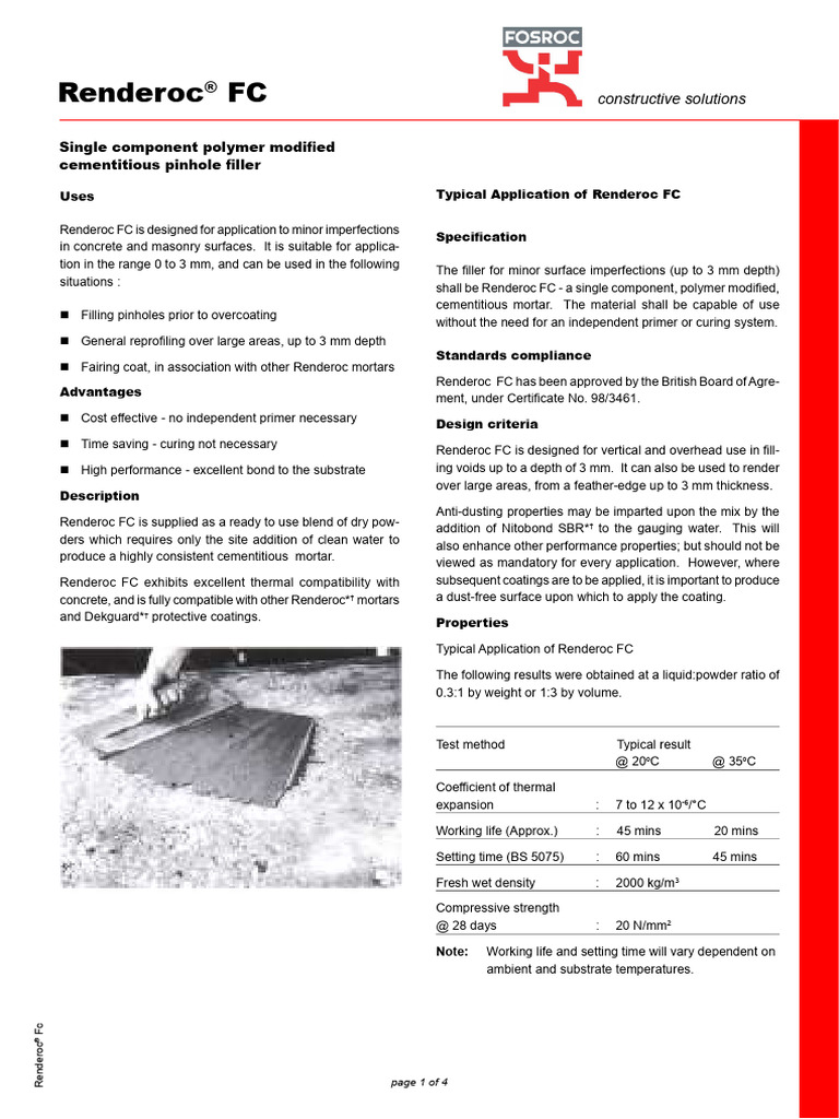 TDS-Renderoc-FC-India2-Pin Holes | Download Free PDF | Concrete ...