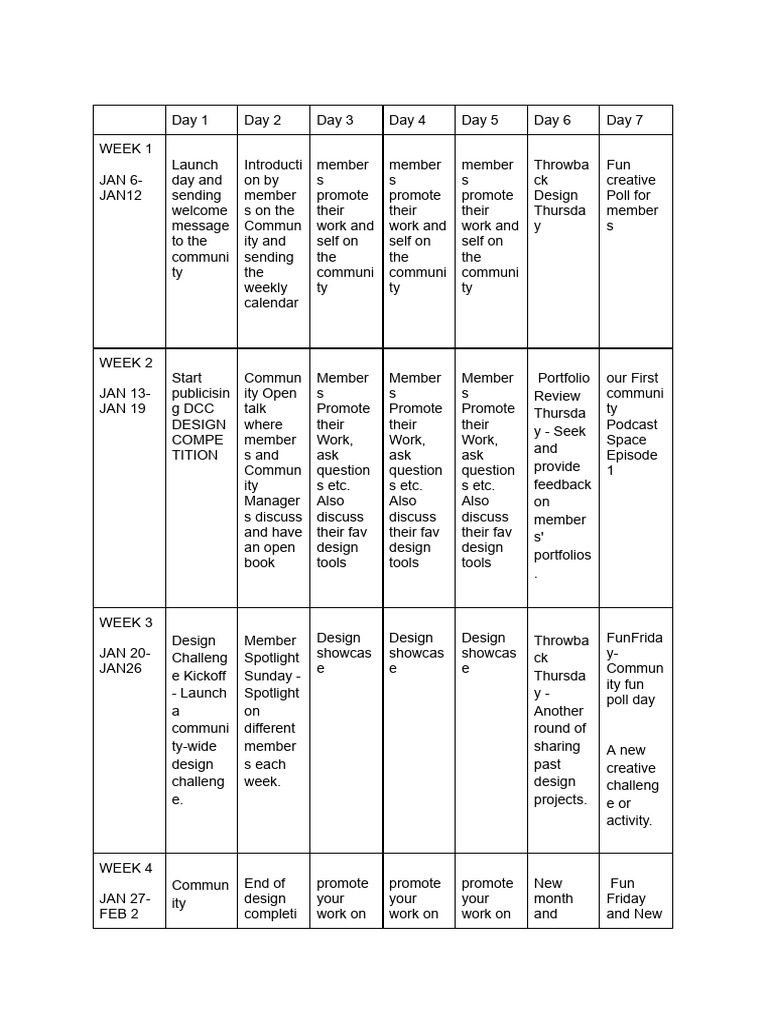 DCC 1 Month Calendar | PDF