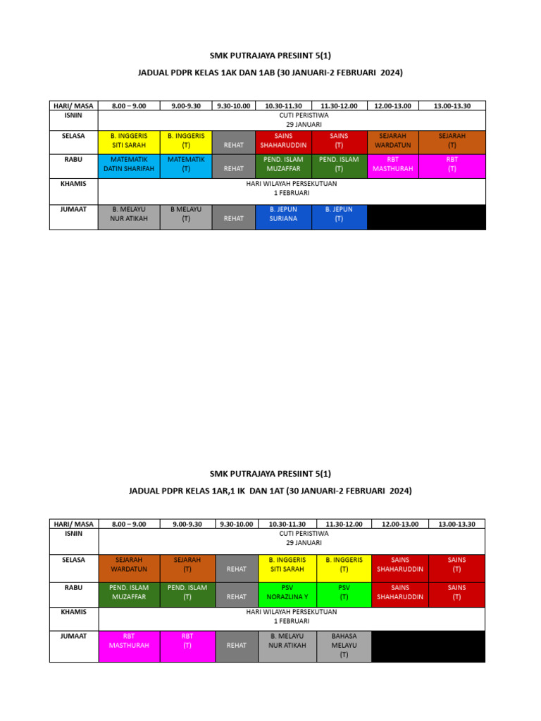 Jadual PDPR 2023 V2 | PDF