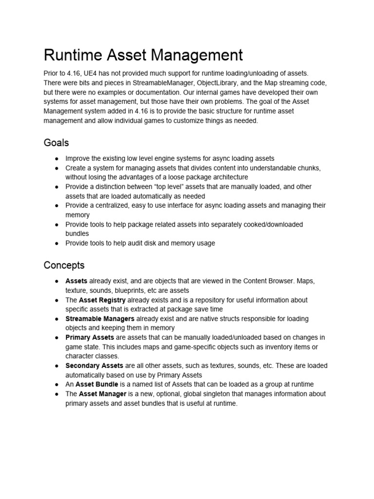 Runtime Asset Management in UE4 | PDF | Class (Computer Programming) | Object (Computer Science)