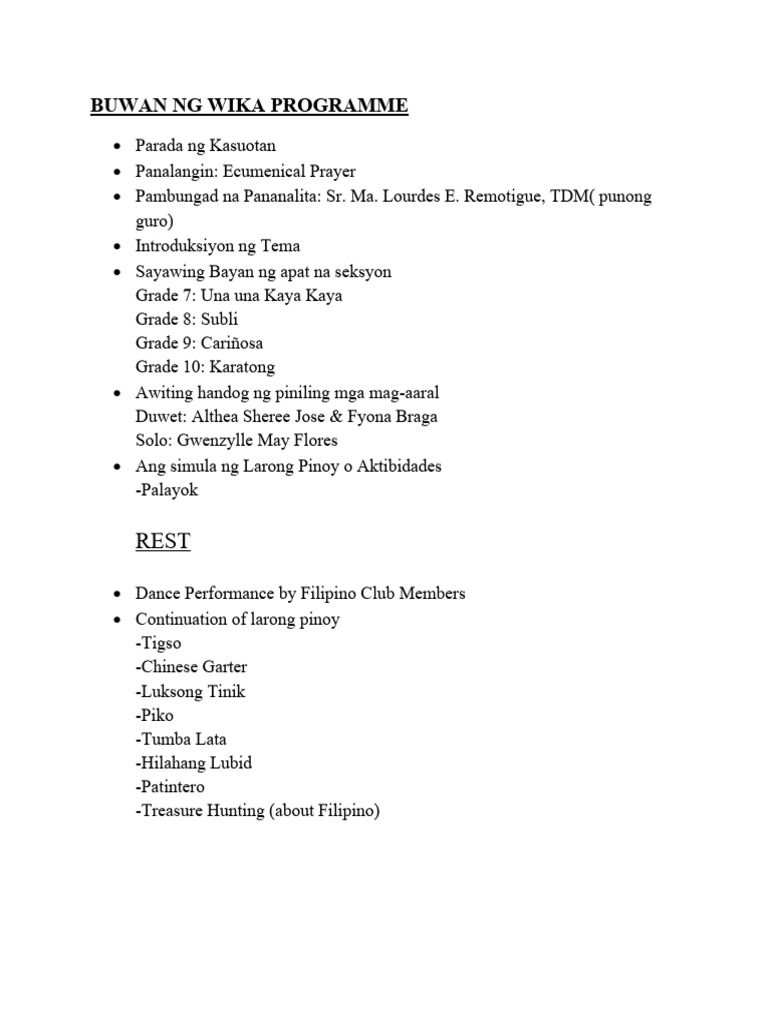 Buwan NG Wika Programme | PDF