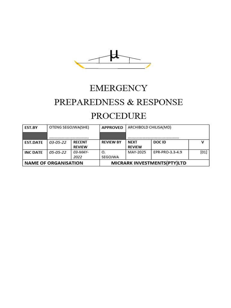 Emergency Response Procedure | PDF | Emergency | Emergency Evacuation