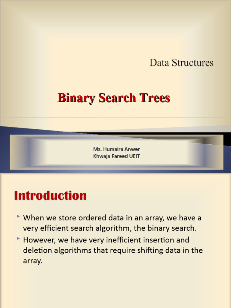 Lecture 22 - 21 Binary Search Trees | PDF | Computing | Applied Mathematics