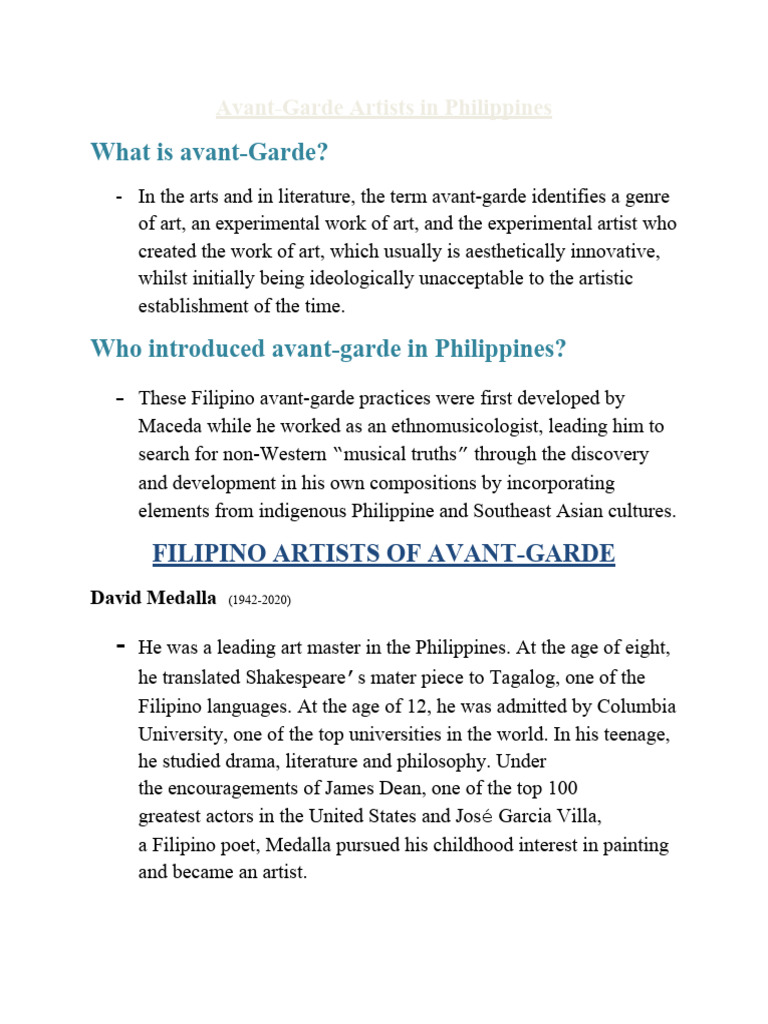 Avant Garde | PDF | The Arts